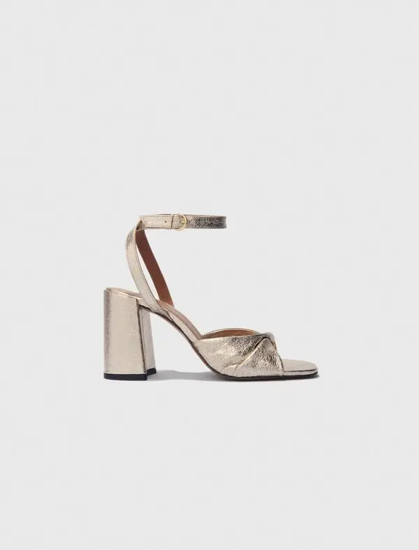 Maje Metallic Leather Sandals With Heels