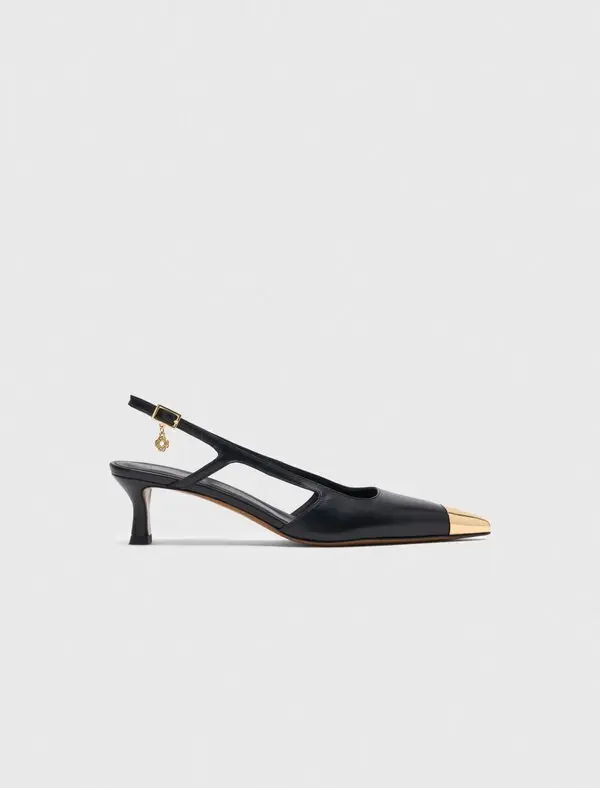 Maje Smooth Leather Slingback Pumps