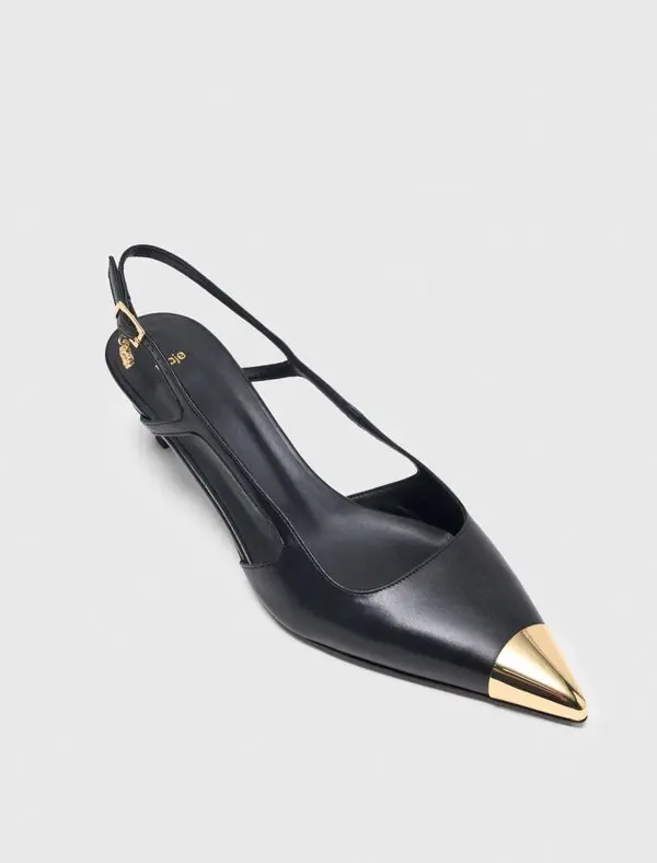 Maje Smooth Leather Slingback Pumps