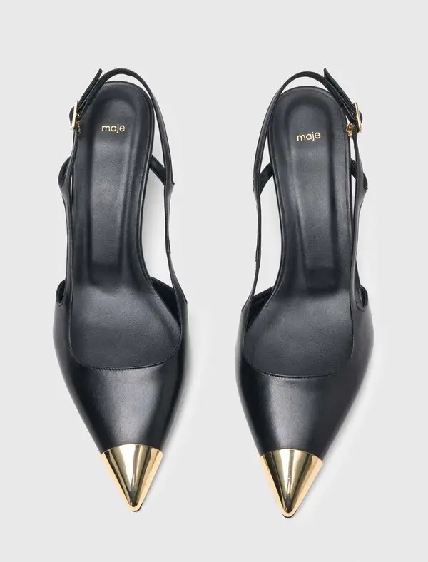 Maje Smooth Leather Slingback Pumps