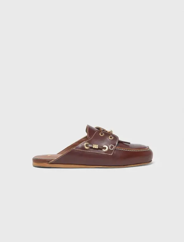 Maje Leather Boat Mules