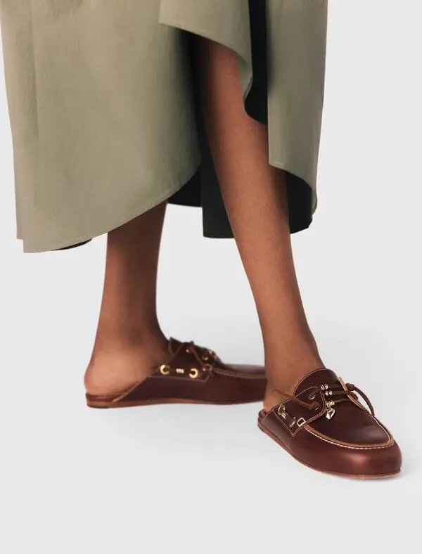 Maje Leather Boat Mules