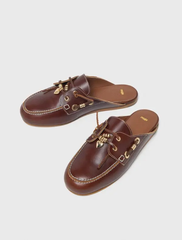 Maje Leather Boat Mules