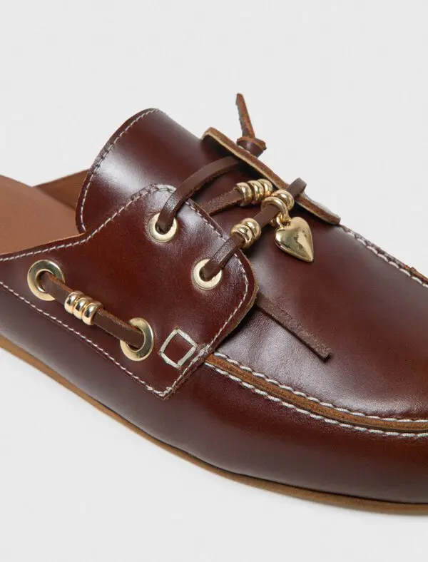 Maje Leather Boat Mules