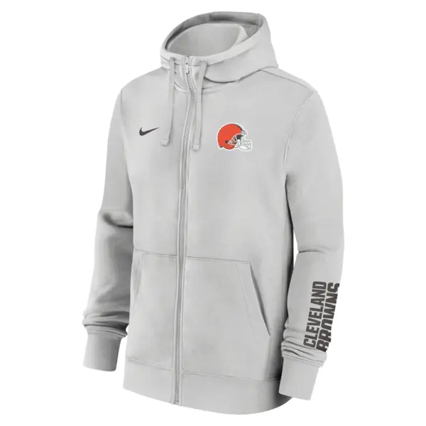 Nike Cleveland Browns Club Nfl Full-zip Hoodie - Grey