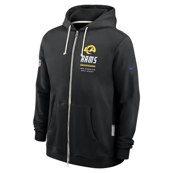 Nike Los Angeles Rams Sideline Standard Issue Full-zip Hoodie - Black