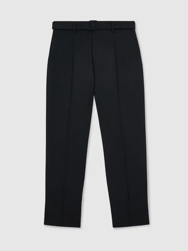 REISS Peshi Relaxed-fit Belted Pintuck Trousers - Navy