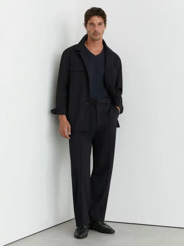 REISS Peshi Relaxed-fit Belted Pintuck Trousers - Navy