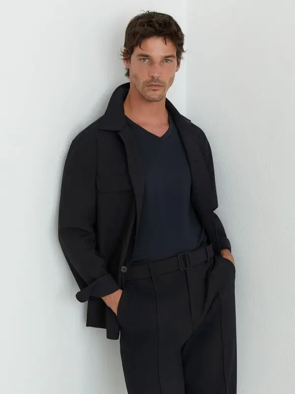 REISS Peshi Relaxed-fit Belted Pintuck Trousers - Navy