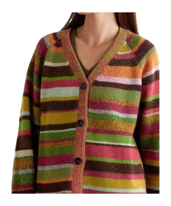THE ELDER STATESMAN Striped Cashmere Cardigan