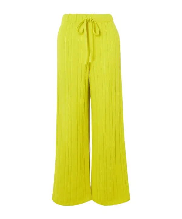 THE ELDER STATESMAN Ribbed Cashmere And Cotton-blend Wide-leg Pants