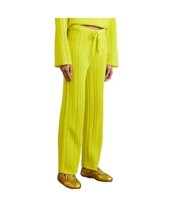 THE ELDER STATESMAN Ribbed Cashmere And Cotton-blend Wide-leg Pants