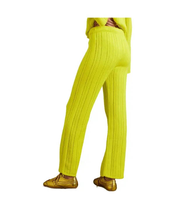 THE ELDER STATESMAN Ribbed Cashmere And Cotton-blend Wide-leg Pants