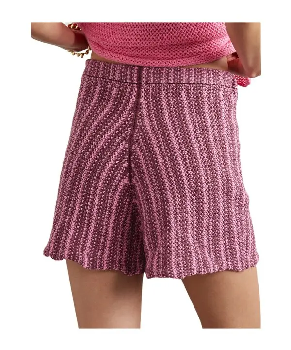 THE ELDER STATESMAN Striped Crocheted Cotton Shorts
