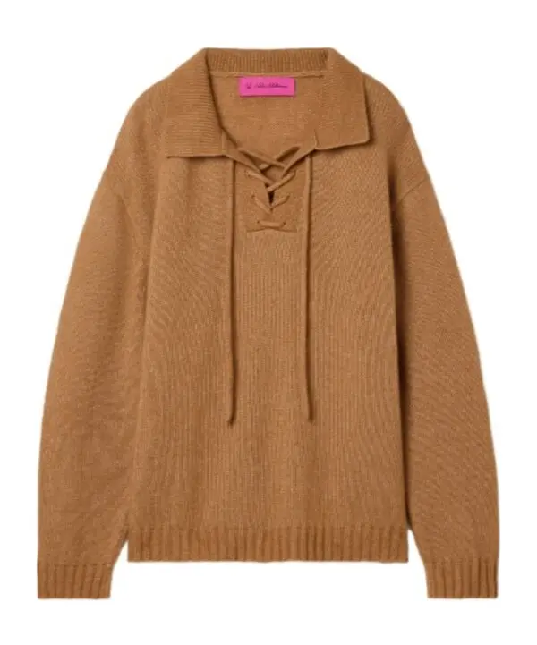 THE ELDER STATESMAN Oversized Tie-front Sweater