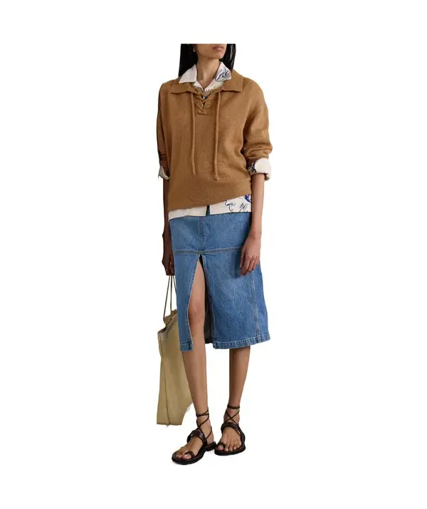 THE ELDER STATESMAN Oversized Tie-front Sweater