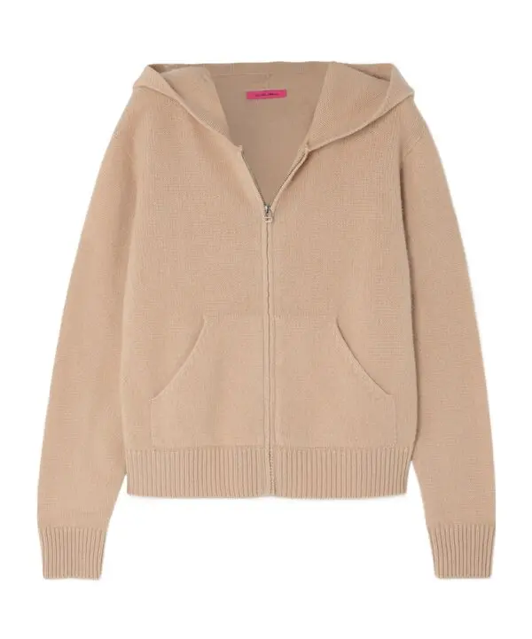 THE ELDER STATESMAN Cashmere Cropped Zip-up Hoodie