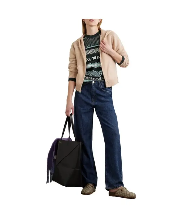 THE ELDER STATESMAN Cashmere Cropped Zip-up Hoodie