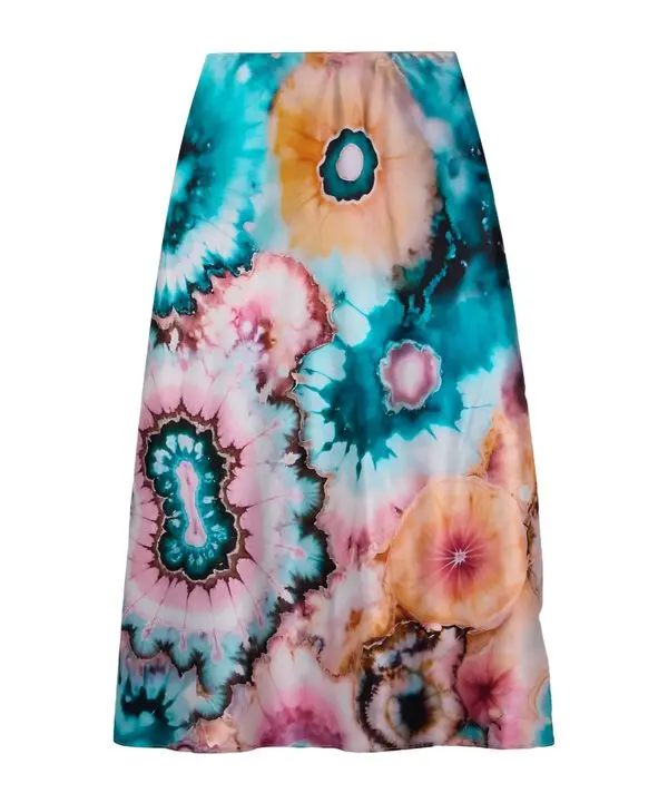THE ELDER STATESMAN Tie-dye Silk Midi Skirt