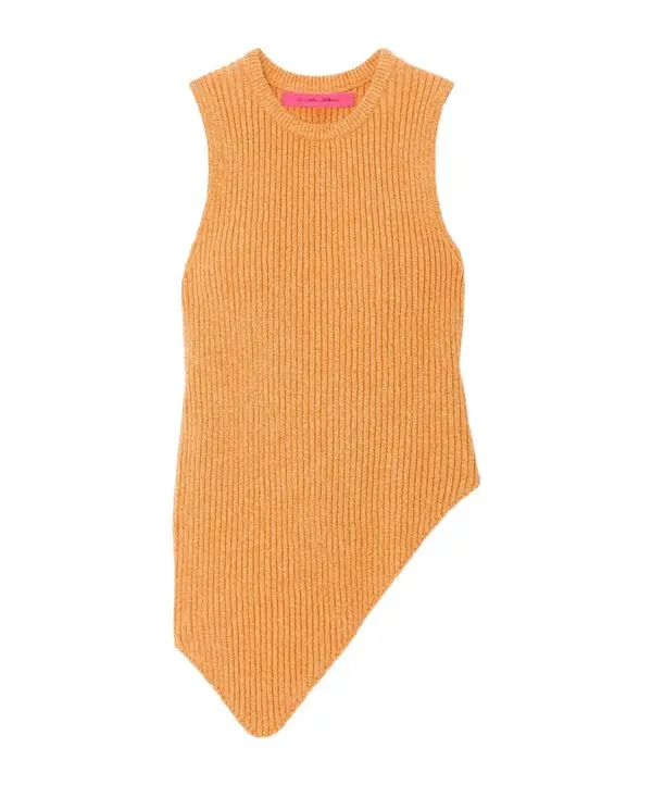 THE ELDER STATESMAN Asymmetrical Ribbed Tank Top