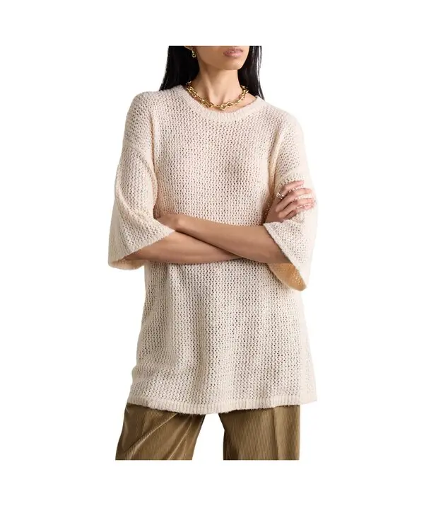 THE ELDER STATESMAN Oversized Cutout Knit T-shirt