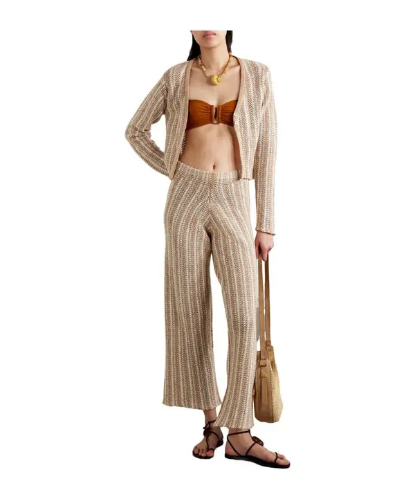 THE ELDER STATESMAN Striped Long-sleeve Knit Cardigan