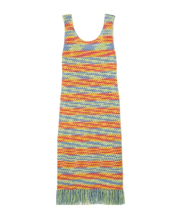 THE ELDER STATESMAN Striped Crochet Midi Dress - No