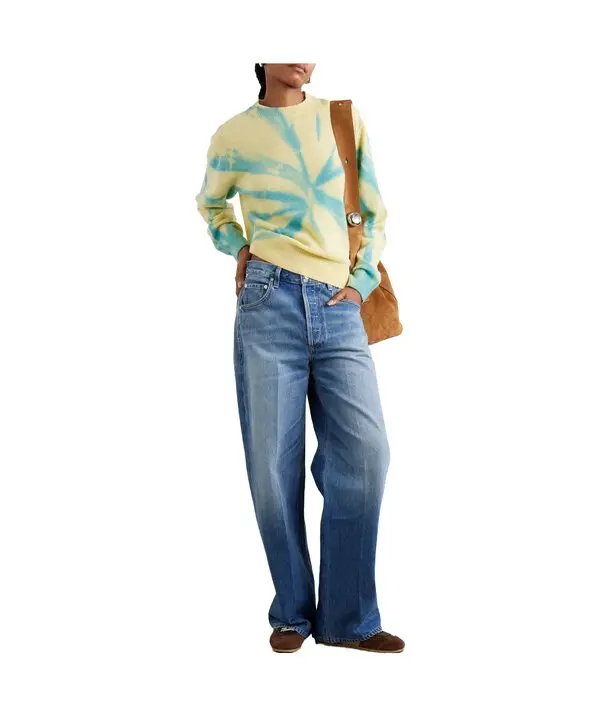THE ELDER STATESMAN Tie-dye Cashmere Crewneck Sweater - No