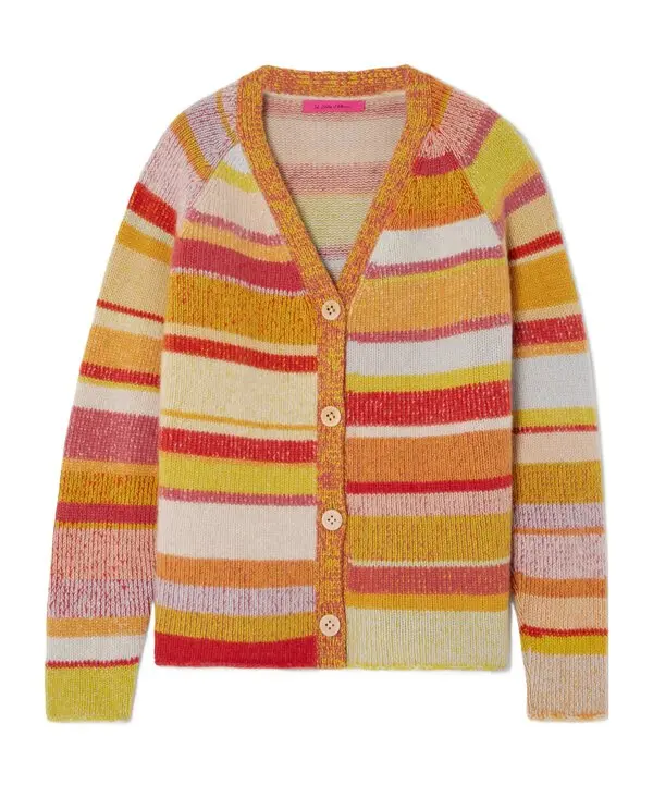 THE ELDER STATESMAN Striped Cashmere Cardigan
