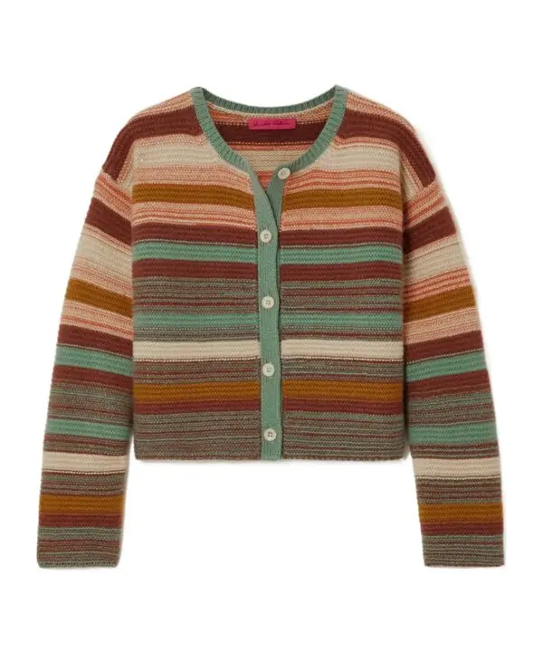 THE ELDER STATESMAN Striped Cropped Cardigan