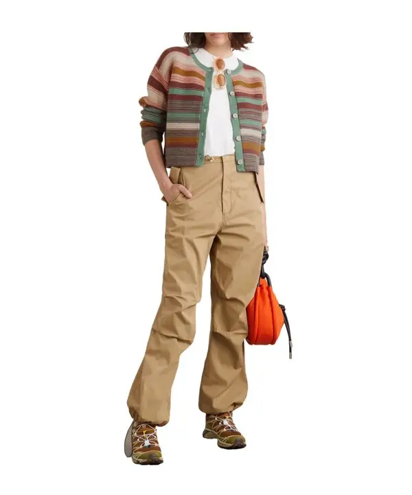 THE ELDER STATESMAN Striped Cropped Cardigan