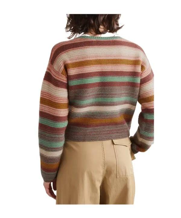 THE ELDER STATESMAN Striped Cropped Cardigan