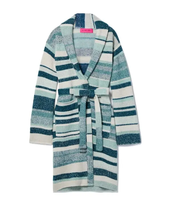 THE ELDER STATESMAN Striped Cashmere Cardigan With Belt