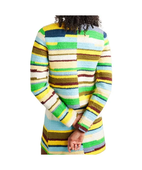 THE ELDER STATESMAN Striped Crocheted Organic Cotton Cardigan