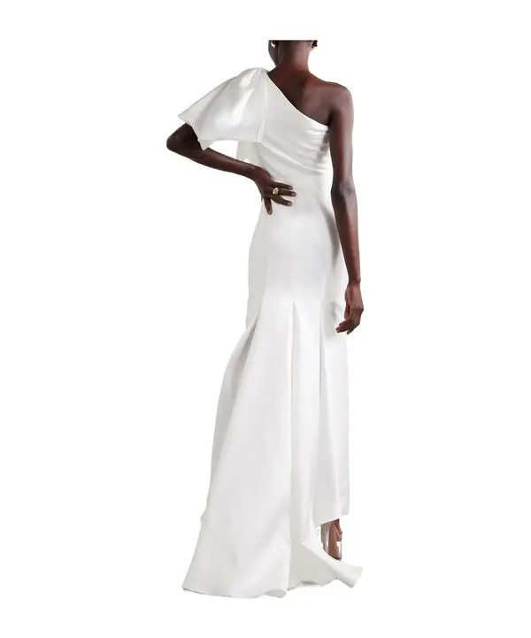 Solace Priya One-shoulder Gathered Satin-twill Gown