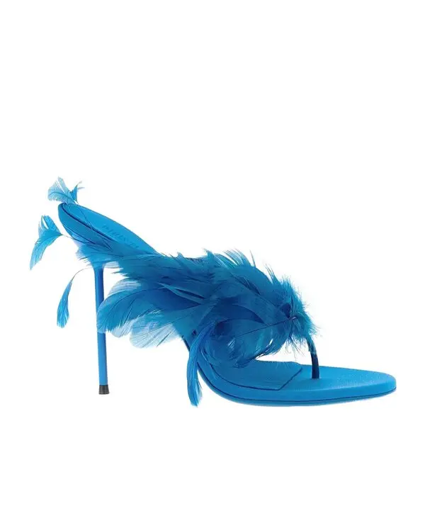 Paris Texas Lidia Feather Thong Mules