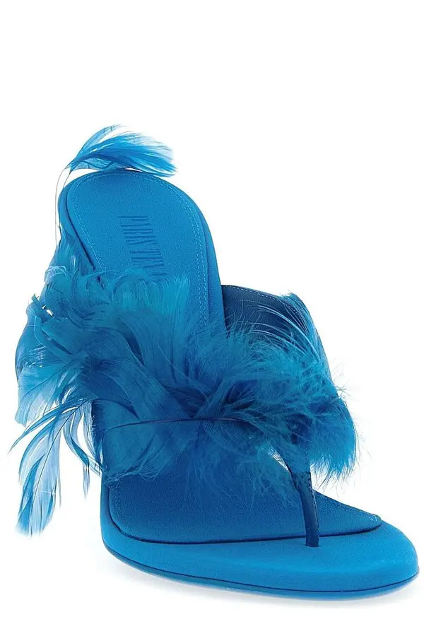 Paris Texas Lidia Feather Thong Mules