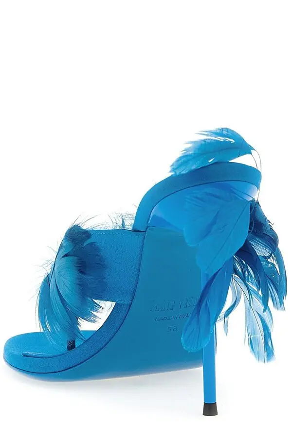 Paris Texas Lidia Feather Thong Mules