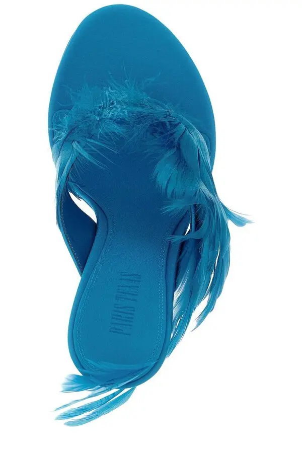 Paris Texas Lidia Feather Thong Mules