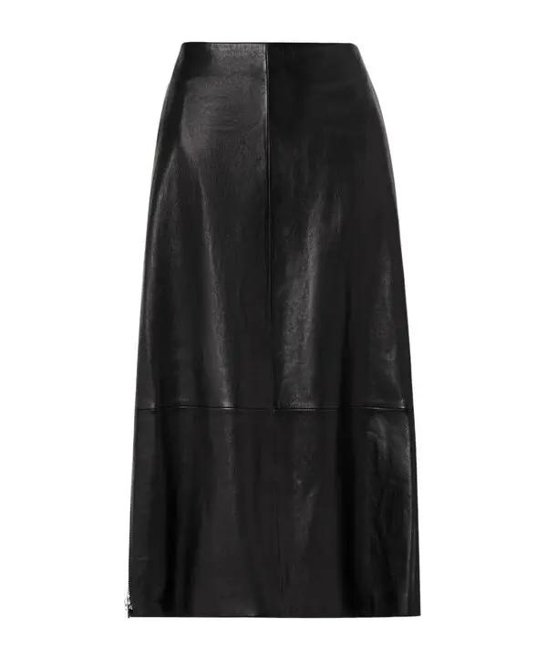 Brandon Maxwell Avery Paneled Leather Midi Skirt