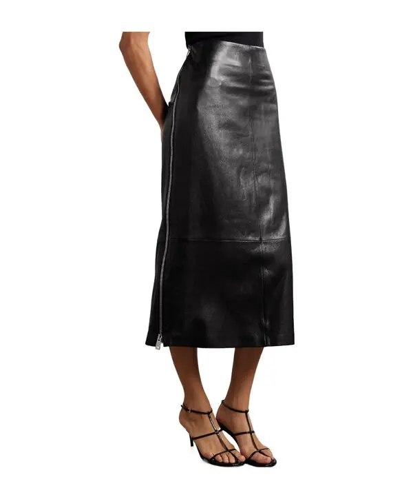 Brandon Maxwell Avery Paneled Leather Midi Skirt