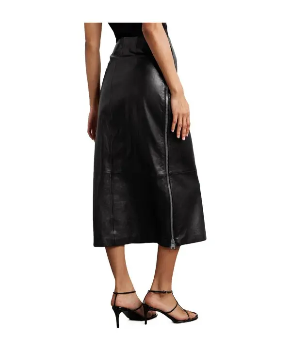 Brandon Maxwell Avery Paneled Leather Midi Skirt