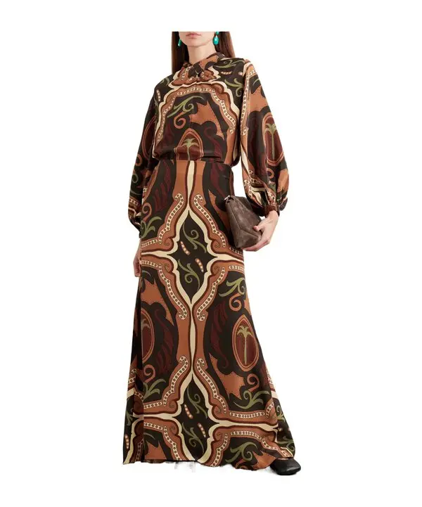 Johanna Ortiz Printed Silk-crepe De Chine Maxi Skirt