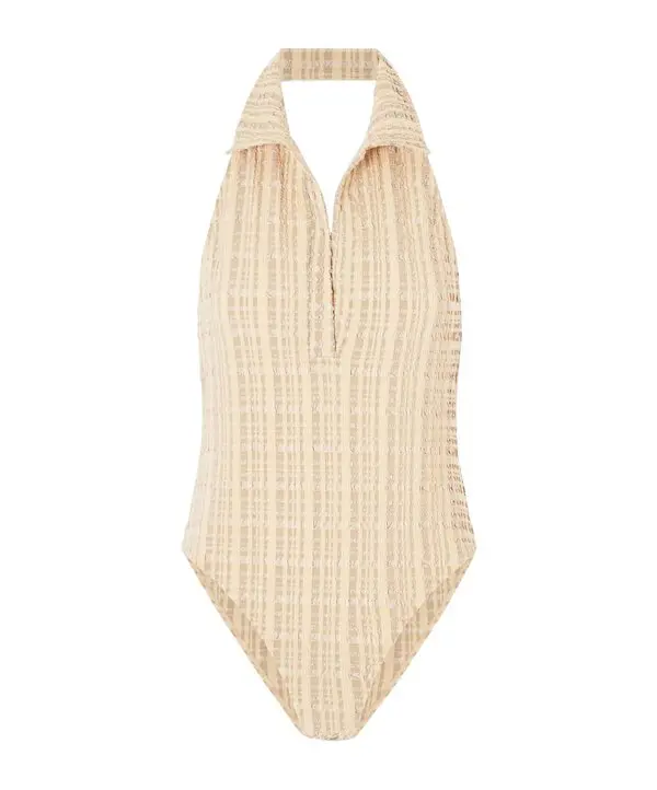 Lisa Marie Fernandez Checked Seersucker Halterneck One Piece - No