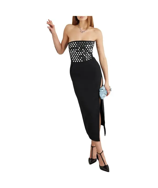 David Koma Strapless Midi Dress With Embellishments