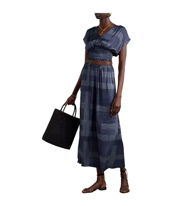 LEMLEM Smocked Printed Cropped Top