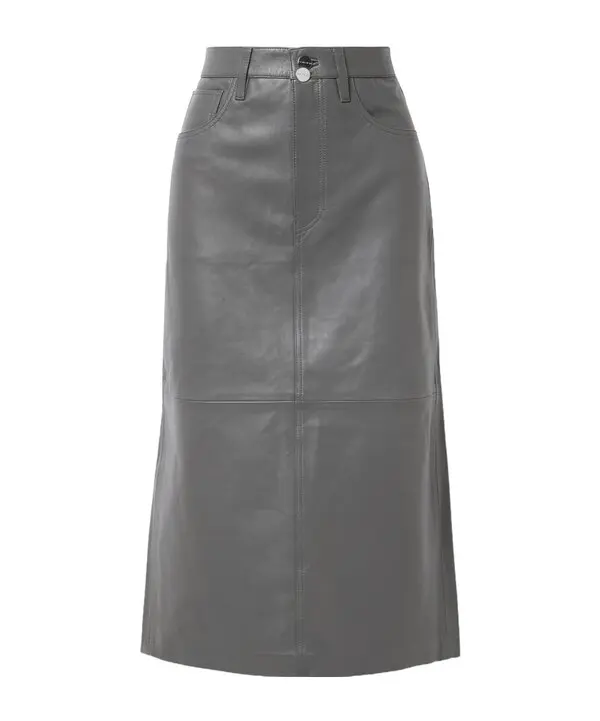 GOLDSIGN Leather Midi Skirt
