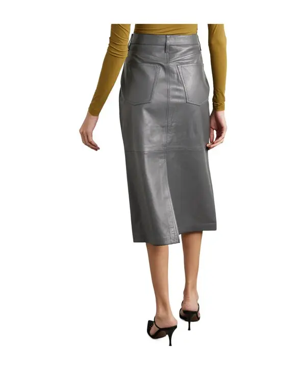 GOLDSIGN Leather Midi Skirt