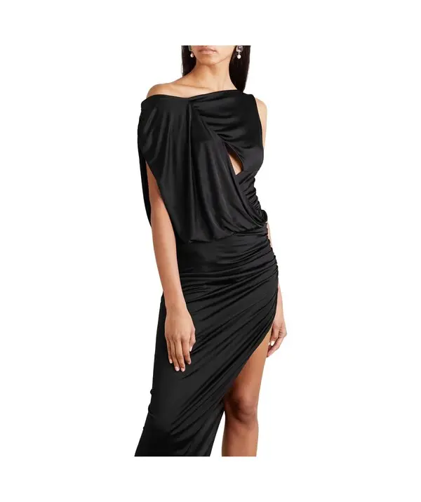 Redemption Cutout Draped Ruched Stretch-jersey Gown