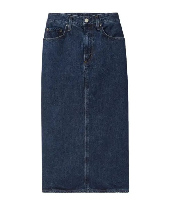 GOLDSIGN Mid-length Denim Midi Skirt - Blue